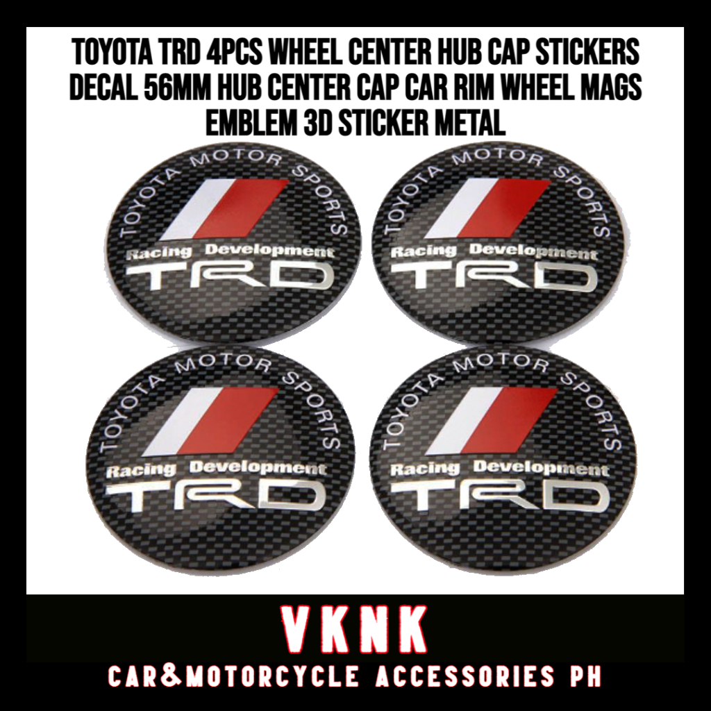 Toyota TRD 4PCS Wheel Center Hub Cap Stickers Decal 56mm Hub Center Cap ...