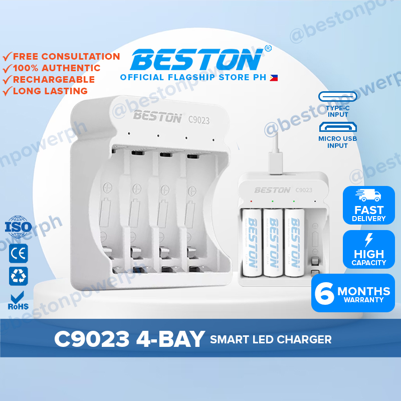 Beston C9023 4 Bay Smart LED Charger with Micro USB Cable for Ni-MH AA ...