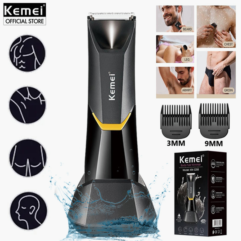 Kemei KM-1838 Groin Area Hair Trimmer Waterproof Wet Dry Clippers Pubic Armpit Body Hair Razor ...