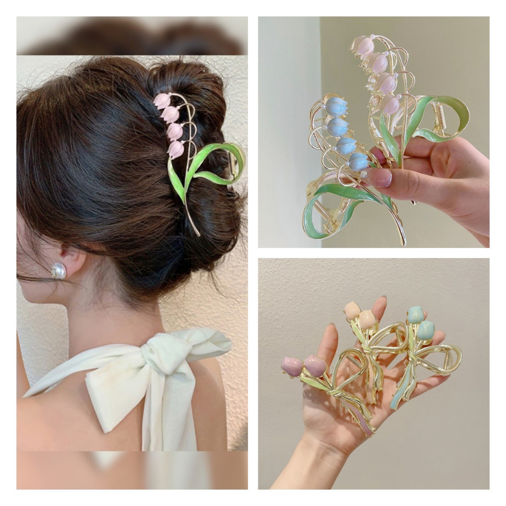 Gentle Tulip Flower Butterfly Hair Clip Enamel Hair Clips Hair Pin for ...