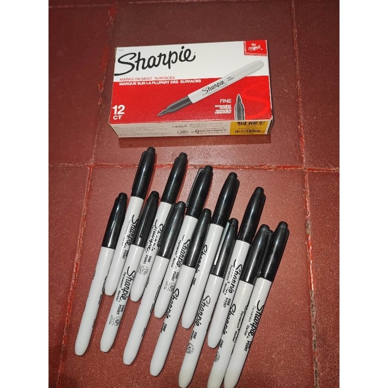 12 Pieces Sharpie Permanent Black Fine Marker | Shopee Philippines