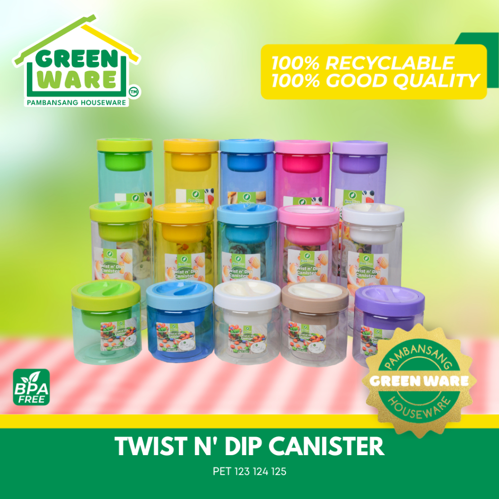 Greenware Twist N' Dip Canister Snack Food Keeper Canister Food Storage ...