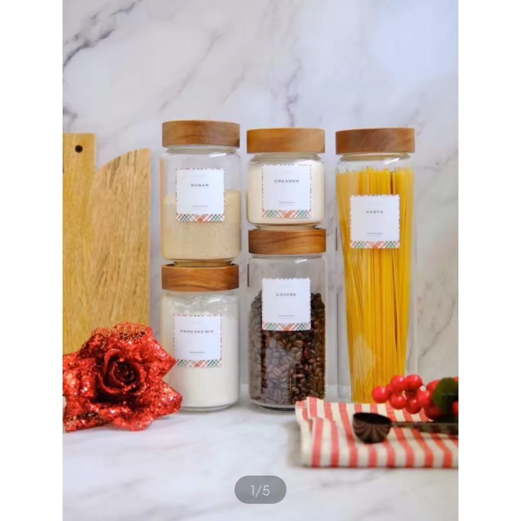 TGM Handmade Borosilicate Glass Pantry Jars with Leakproof Acacia Screw ...
