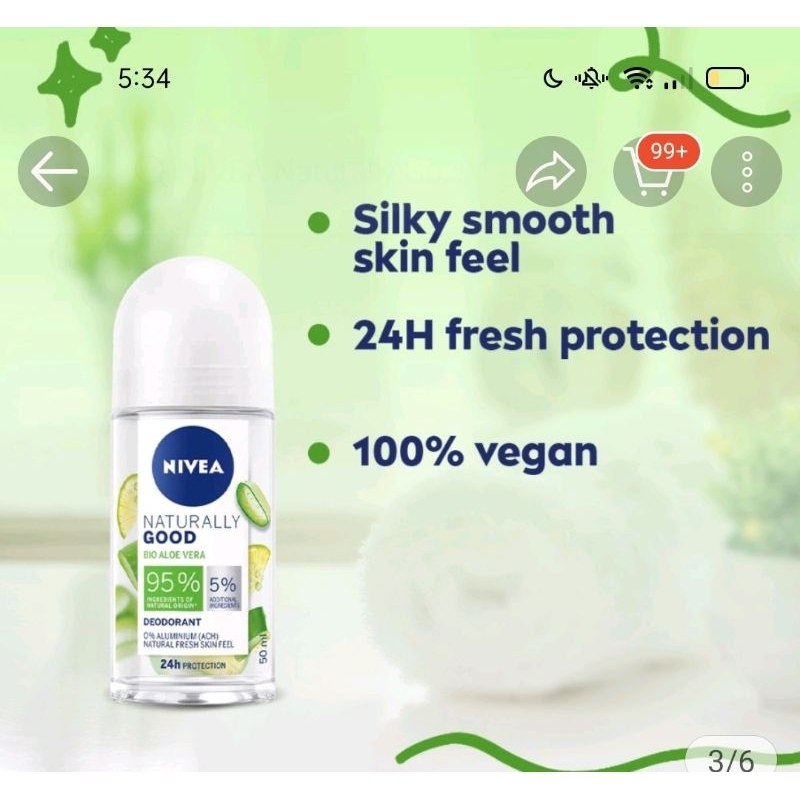 NIVEA NATURALLY GOOD DEODORANT ROLL ON(50ML) | Shopee Philippines