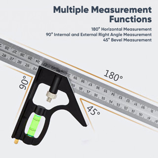 Mitsushi 30cm Adjustable Combination Square Angle Ruler 45/90 Degree ...