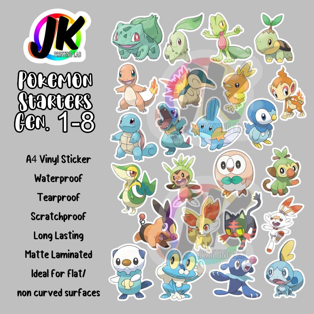 Pokemon Starters Gen 1-8 Vinyl Sticker Set | Shopee Philippines