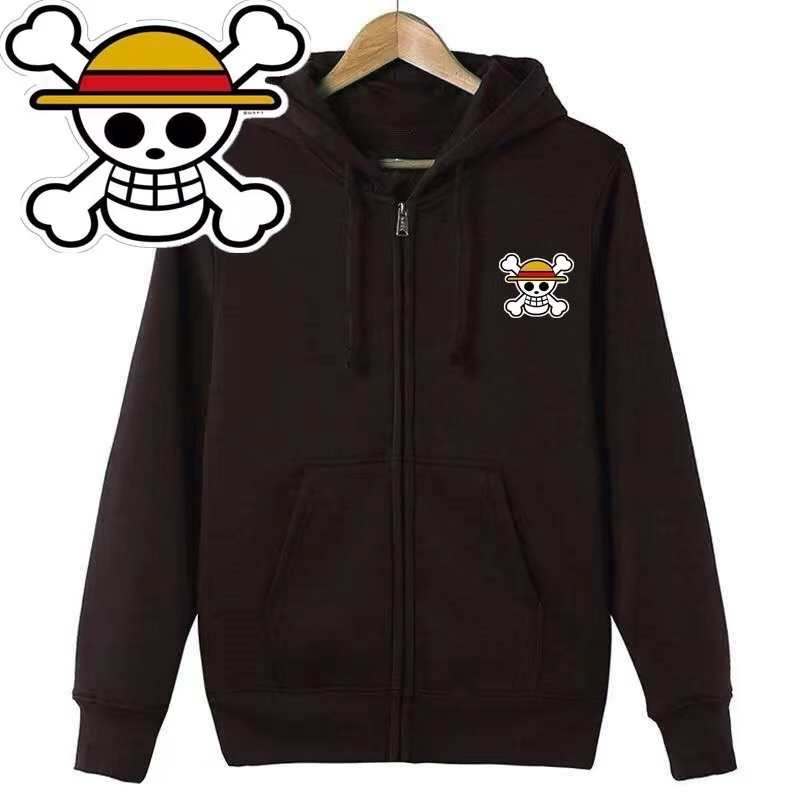 luffy Hooded zippered cardigan men's sweater pure cotton jacket ...