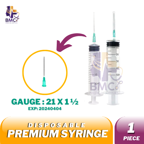 Disposable Premium Syringe (20ml & 50ml) | Gauge: 21x1½ (Exp: 20240404 ...