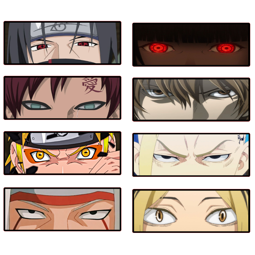Anime Eyes Waterproof Vinyl Sticker SOLD PER PIECE (Naruto, Deathnote ...