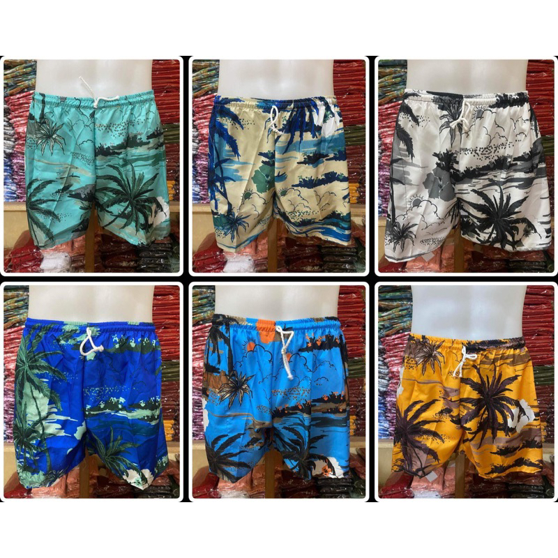 taslan short printed for men&women with one side pocket | Shopee ...