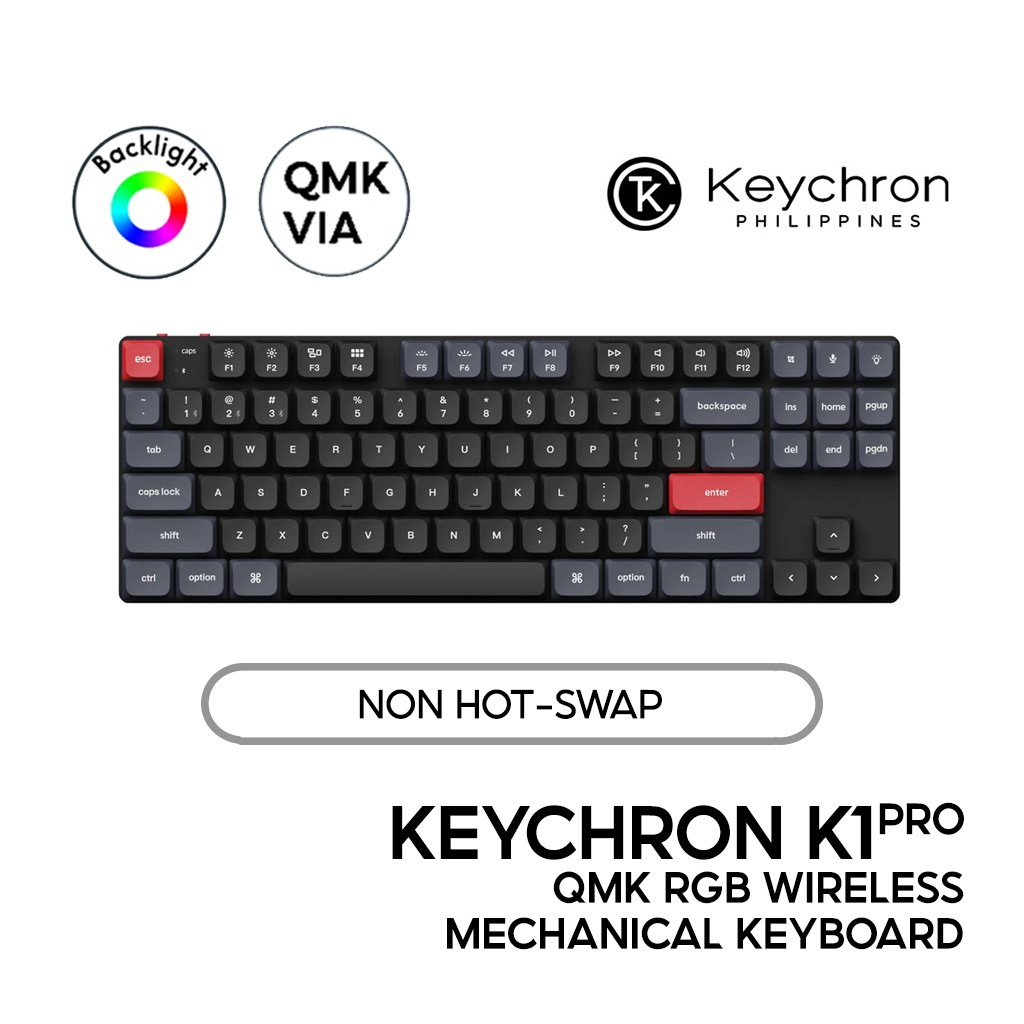 Keychron K1 Pro QMK Mechanical Keyboard 80%, Wired/Bluetooth, RGB, Low ...