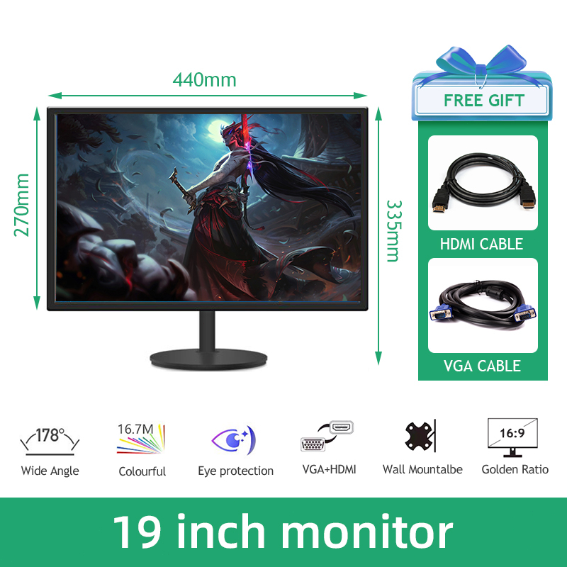 ICON Monitor 17/19/22/24/27 Inch LED Rimless HDMI VGA Brand New ...