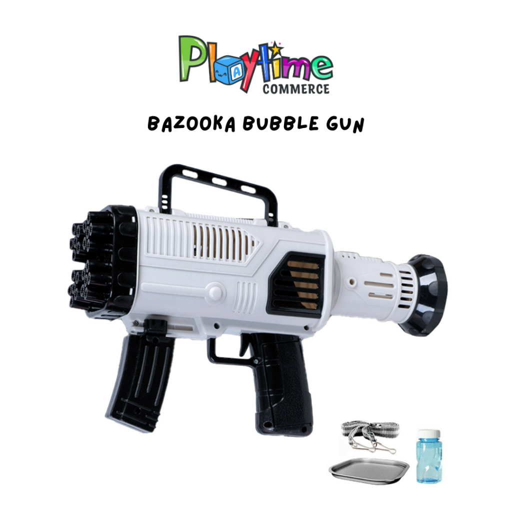 24 Hole Automatic Bazooka Bubble Gun for Kids with Bubbles Solution ...