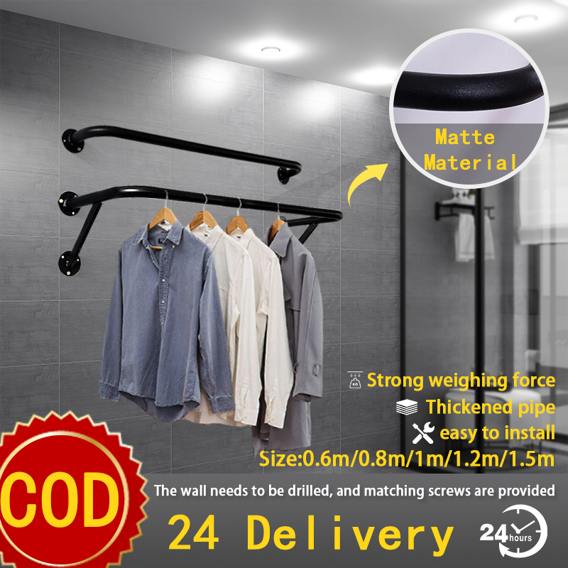 Metal Clothes Rack Wall-Mounted Hanger Clothes Detachable Hanger Rack ...