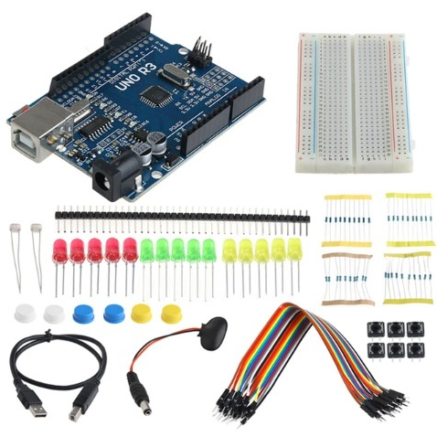 Starter Kit UNO R3 Mini Breadboard LED Jumper Wire Button for Arduino ...
