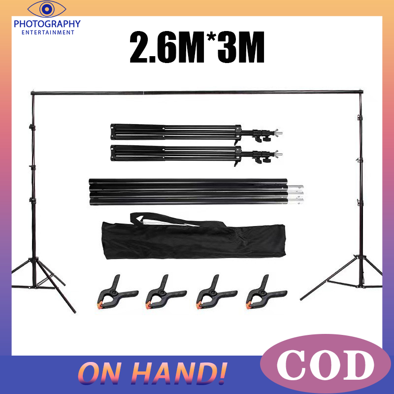 PGE 260cm x 300cm* 4 clips /8.5ft x 10ft Heavy Duty Background Stand ...