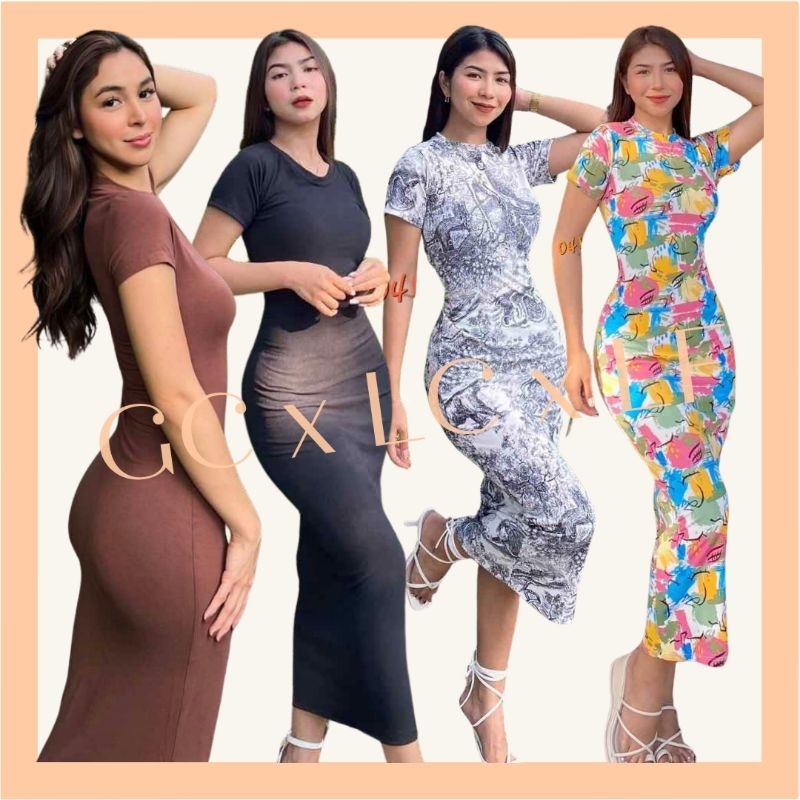 BARETTO Knitted Basic Bodycon Full Length Non-Slit Maxi Dress | Shopee ...