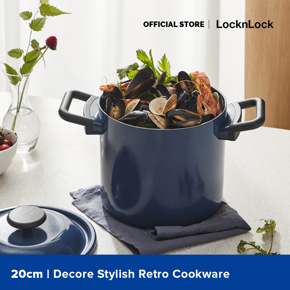 LocknLock Decore Non Stick Deep Stock Pot 20cm | Ceramic Coated, Induction Compatible | Shopee ...