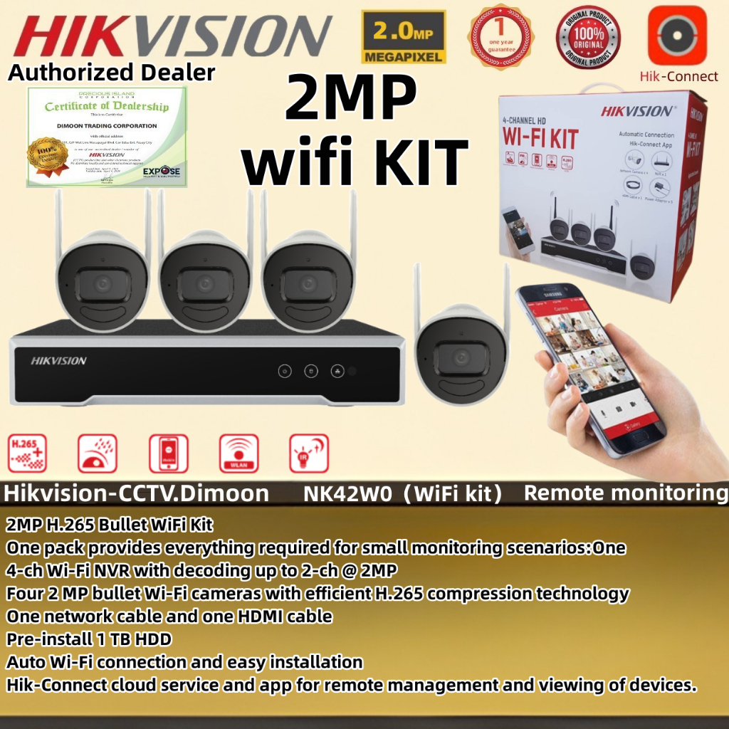 Hikvision CCTV Camera WIFI Kit 4 CH CCTV Kit 1080p HD H.265 Bullet ...