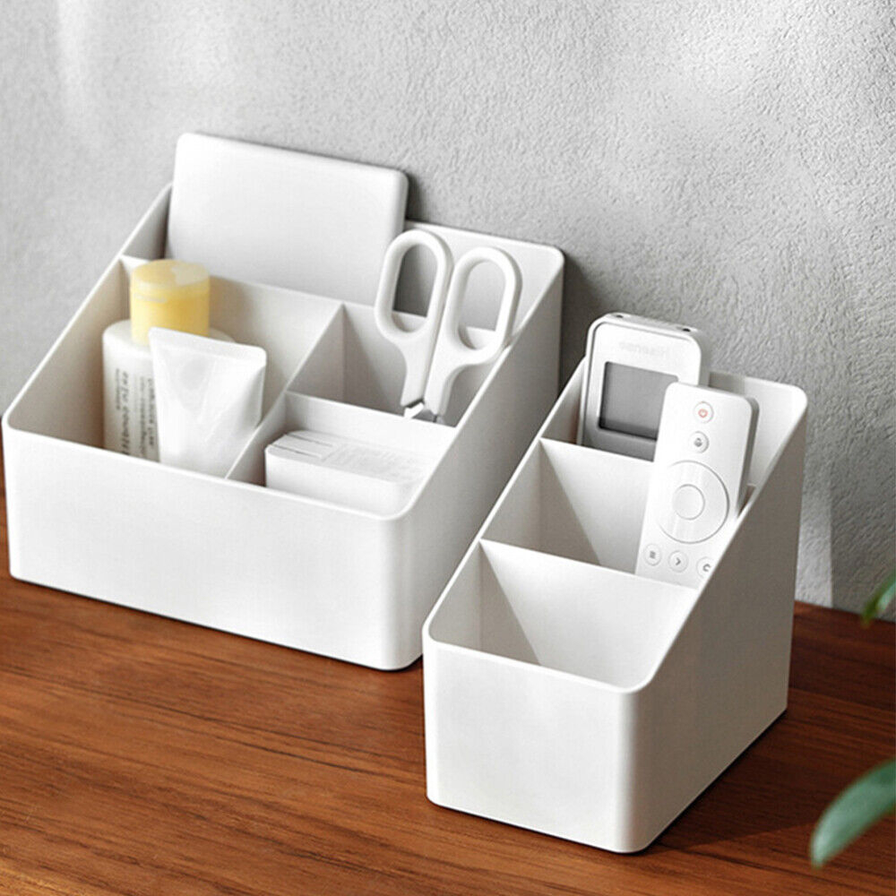 Minimalist White Desktop Organizer Pencil Holders Caddy Remote Control ...