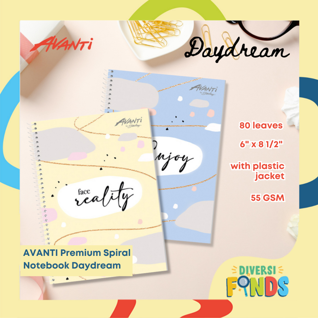 Avanti DAYDREAM Spiral Notebook W/Plastic Jacket 80lvs- 3's, 6's ...