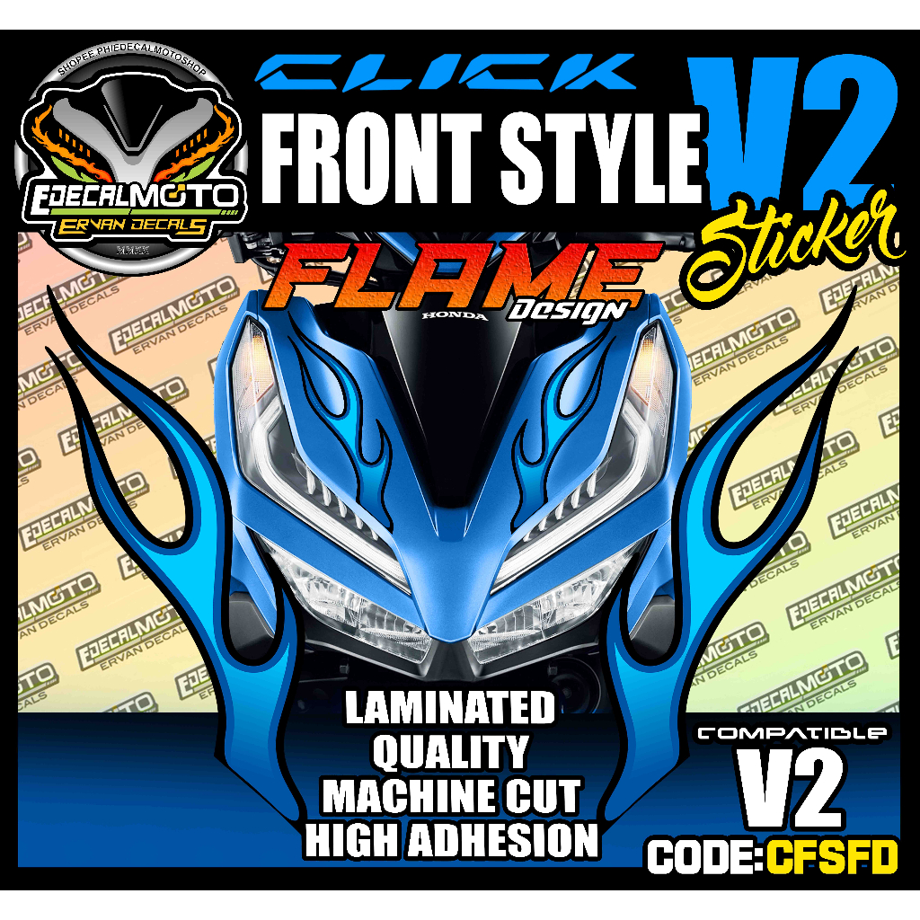 HONDA CLICK Version 2 Decal Sticker Flame Edition | Shopee Philippines