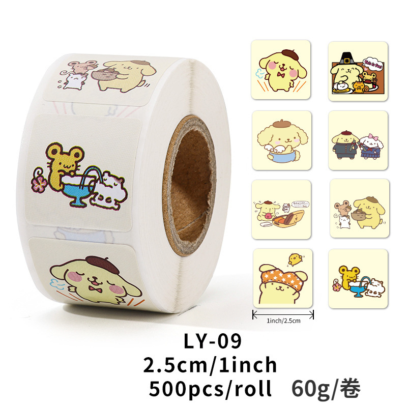 500pcs Sanrio Cartoon Sticker Tape Kuromi Pacha Dog Ania Anime Sticker ...