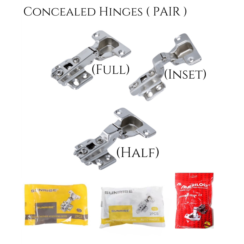 CONCEALED HINGES REGULAR / HYDRAULIC HINGES / AMERILOCK HINGES | Shopee ...