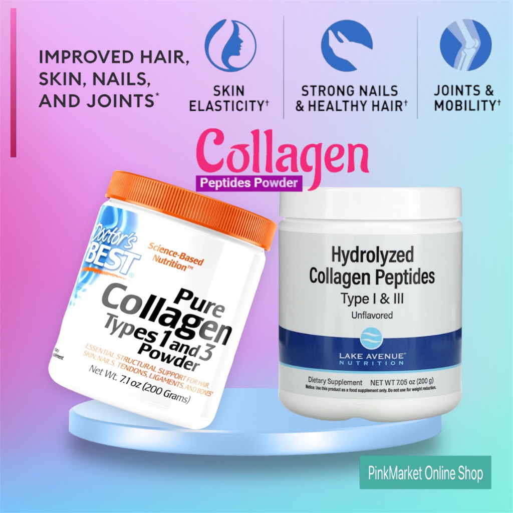 Pure Collagen and Hydrolyzed Collagen Peptides Type 1 & 3, Powder (200 ...
