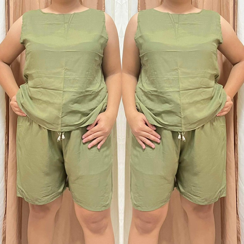CHALLIS PLUS SIZE SANDO SHORT TERNO (CHSAP) | Shopee Philippines