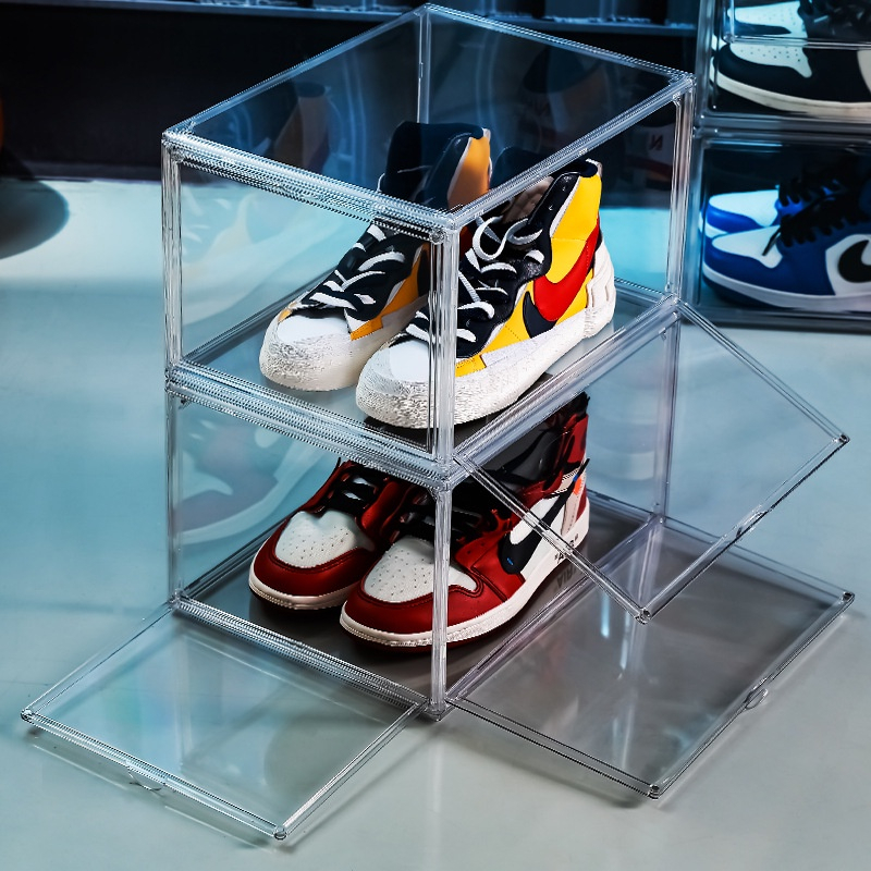 Double Door Acrylic Shoe Box Premium Organizer Sneaker Storage Box ...