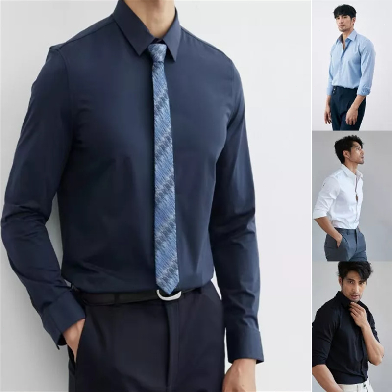 Men Shirt Long Sleeve Shirt Plus Size Classic Korean Men's Plain Casual Fashion Business Formal ...