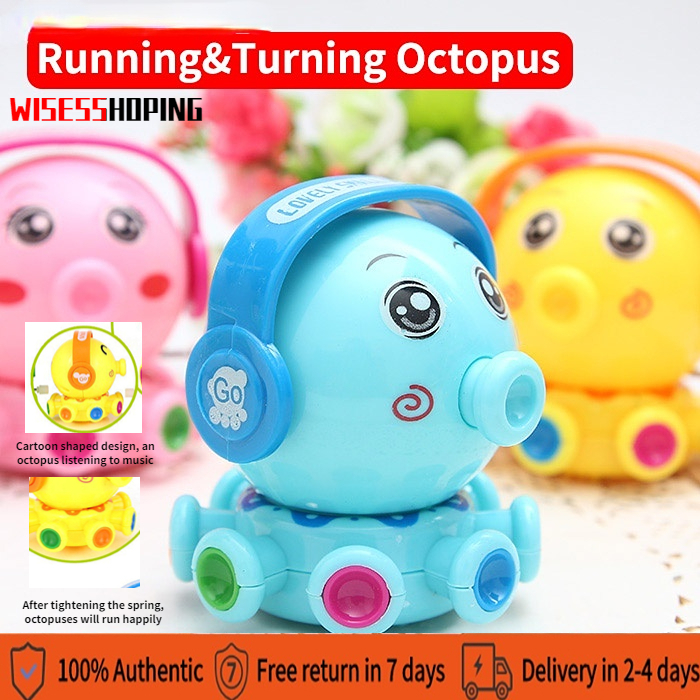 Funny Clockwork Cute Octopus Toy Running Turn Around No-batteries ...
