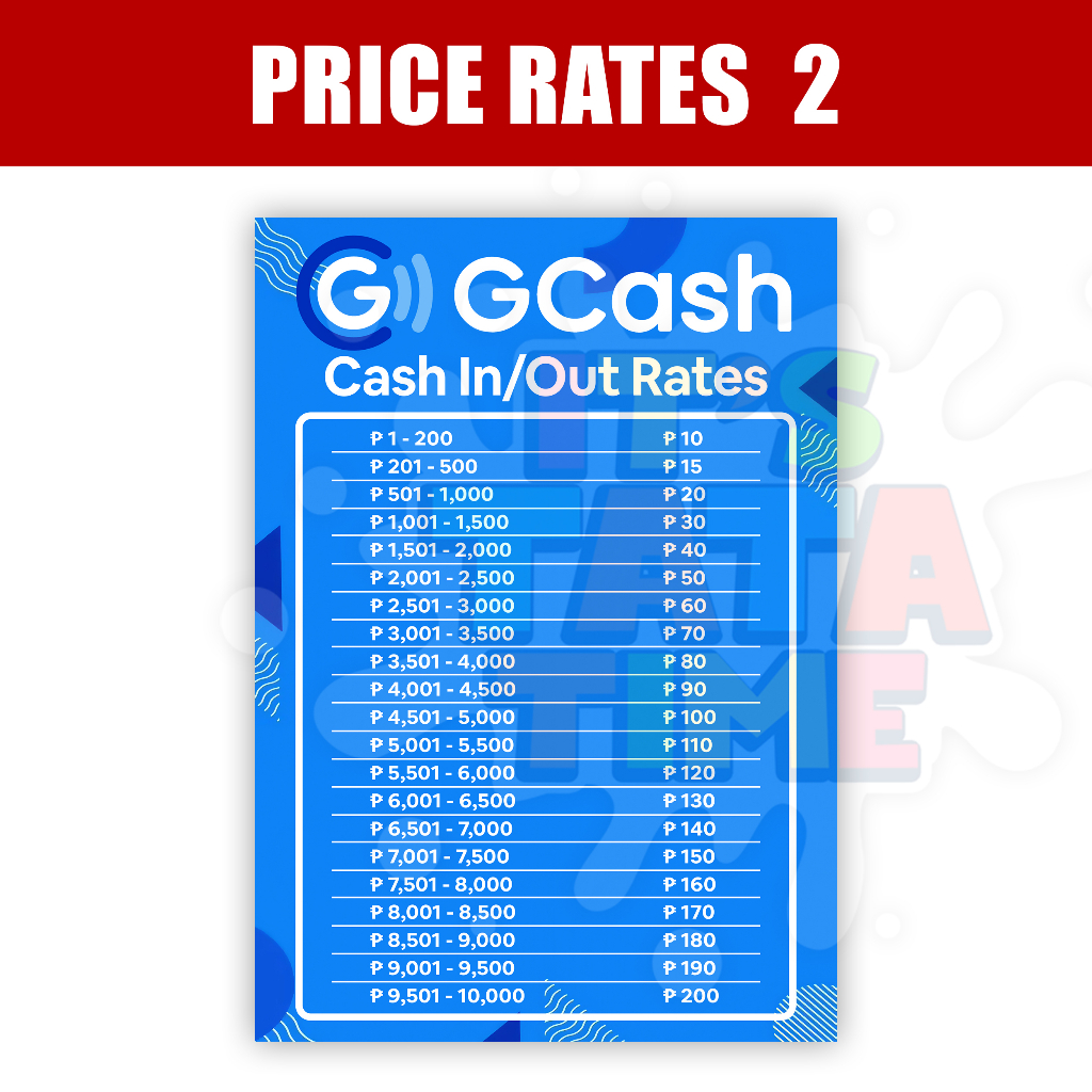 GCash Cash-in Cash-out Rates Signage | Shopee Philippines GCash Cash-in Cash-out Rates Signage | Shopee Philippines