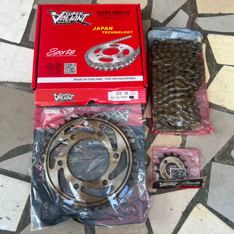 Chain sprocket set SZ 42T-14T 428H-130L Super valiant for motorcycle ...