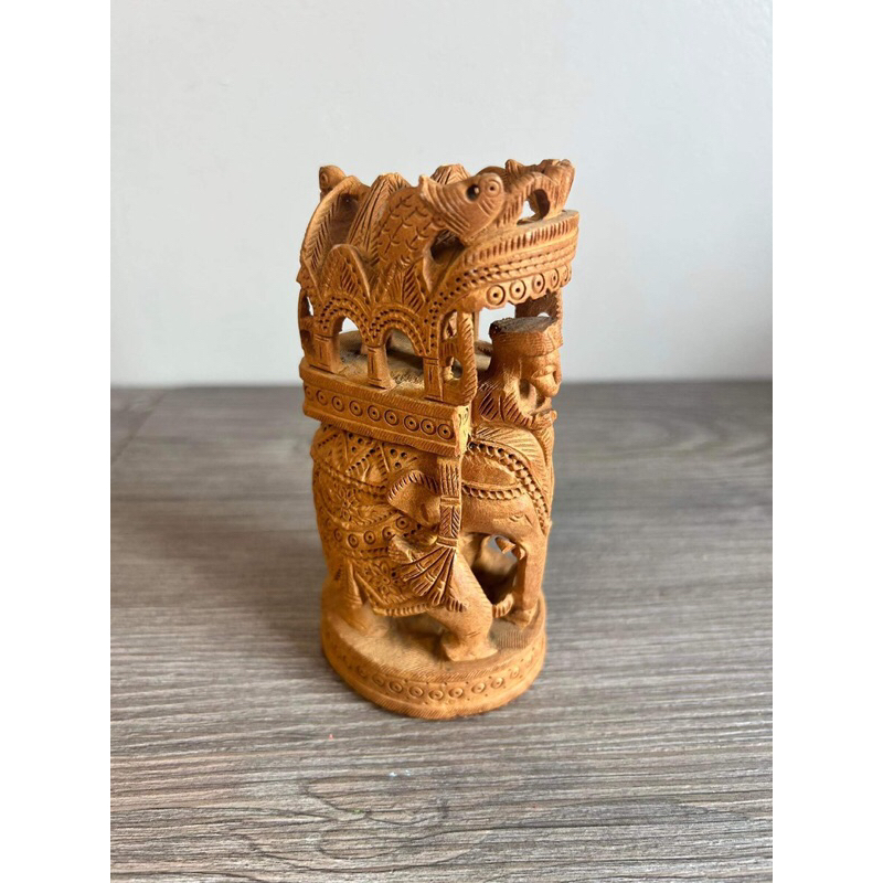 Vintage Woderful AMBARI WOODEN ELEPHANT Sculpture w/ Howdah Carriage ...