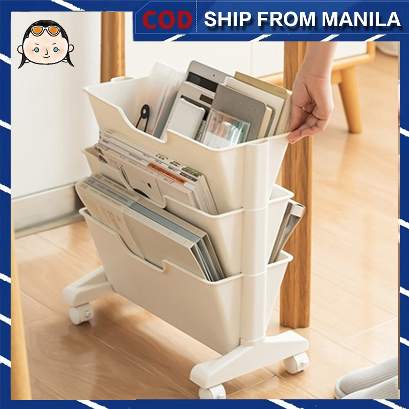 Multi-layer Books Organizer Rack Movable Under the Table Bookshelf with ...