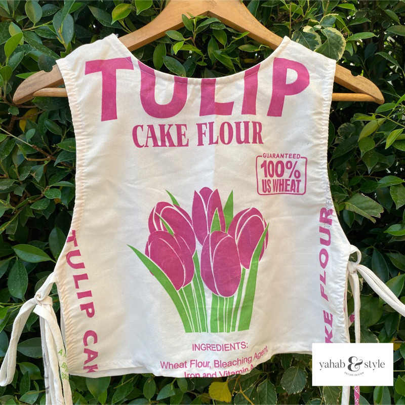 Katsa Side Tie Sleeveless Crop Top | Flour Sack | Shopee Philippines