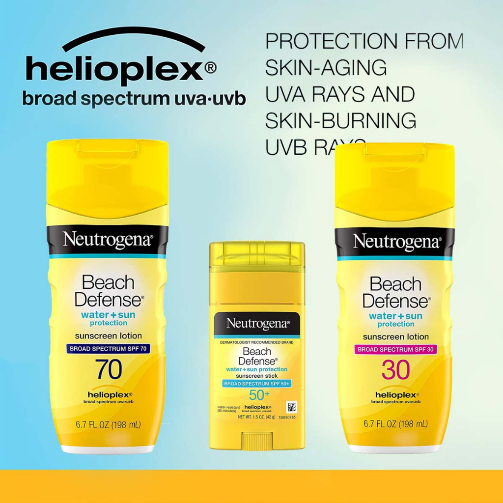 Neutrogena Beach Defense Water Resistant Sunscreen SPF 30 50 70 PABA ...