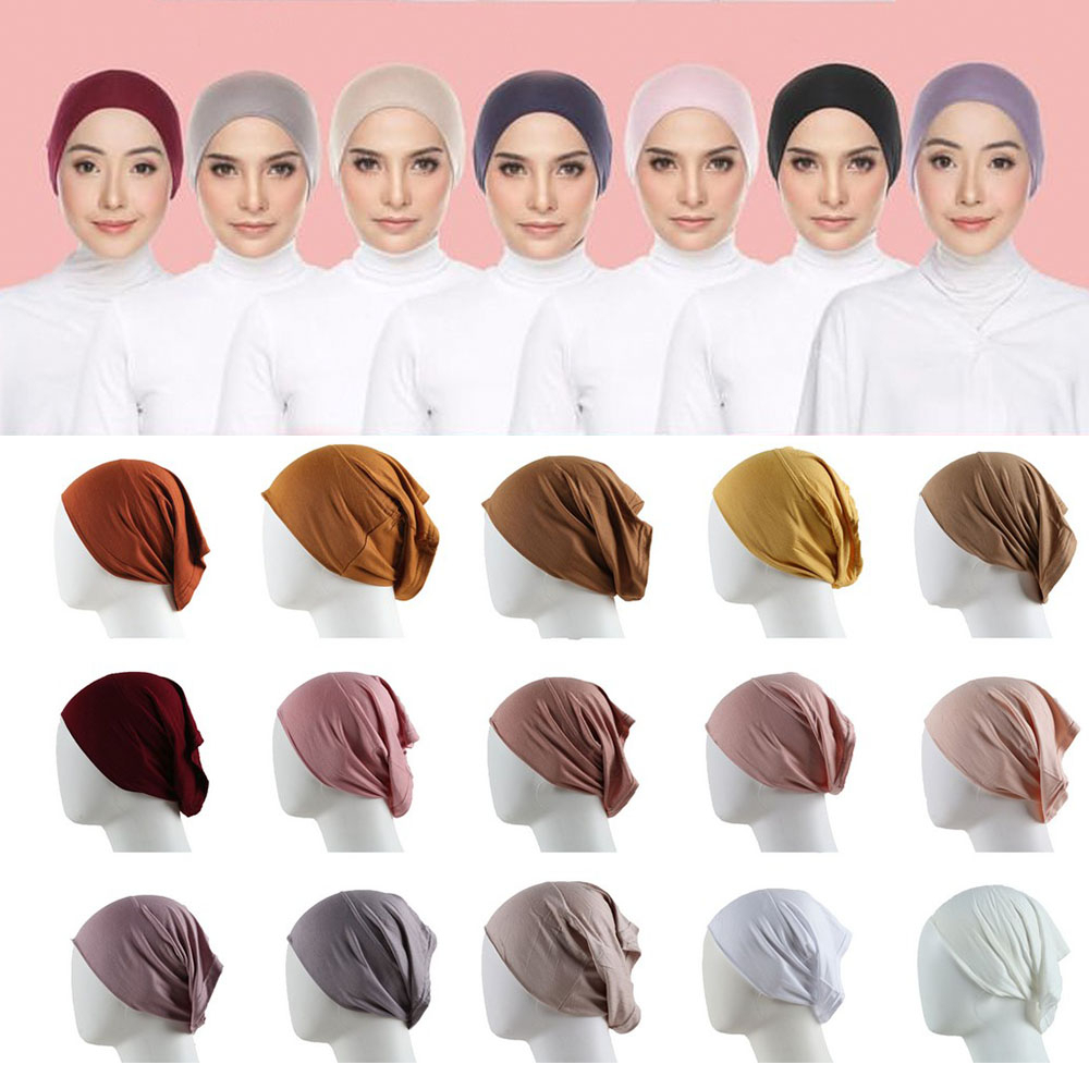 Islamic Underscarf Bonnet Female Headscarf soft stretch Turban cap ...