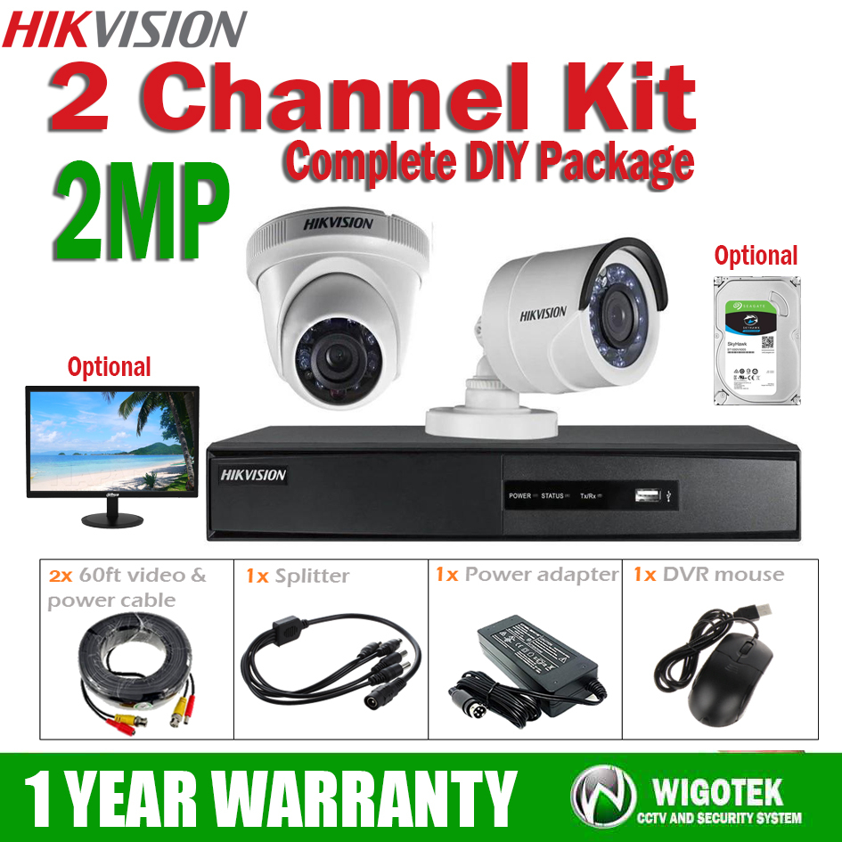Hikvision Cctv Camera 2 Channel Kit 2mp Analog | Shopee Philippines