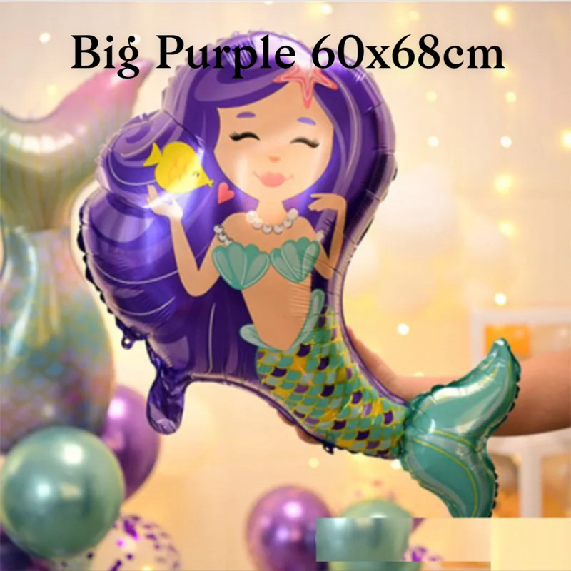 Large Mermaid Tail Balloon Mermaid Theme Birthday Decorations Under the ...