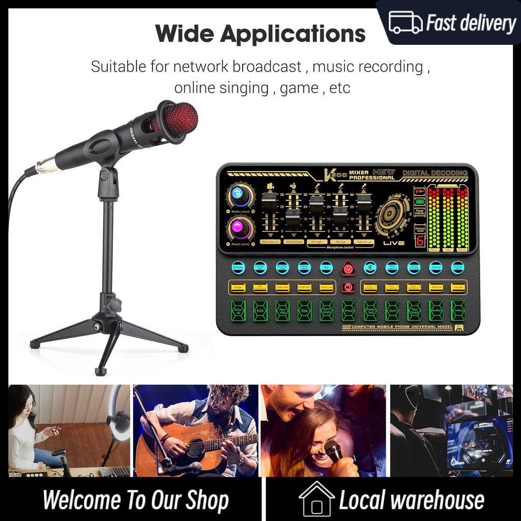 [Fast delivery]SK500 Portable Live Sound Card Voice Changer Device ...