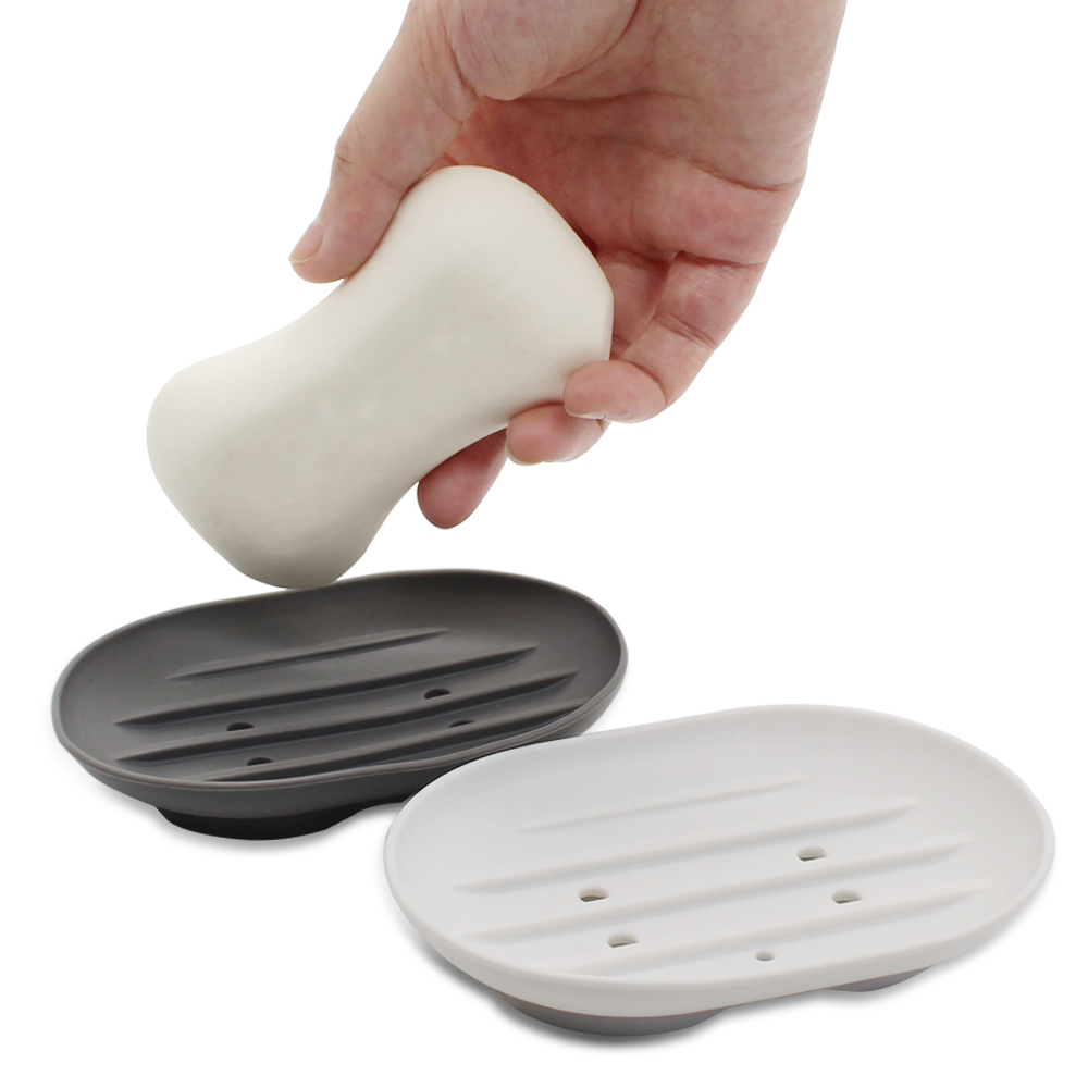 3 Colors Silicone Soap Holder Non-slip Flexible Soap Dish Plate Holder ...