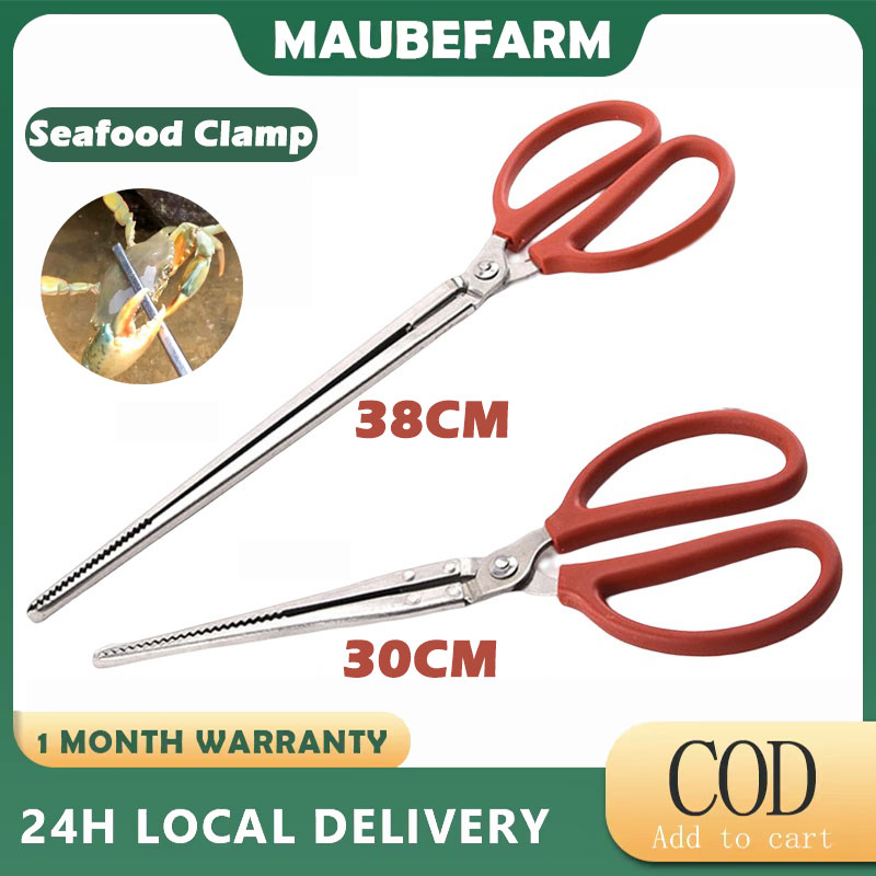 38CM Stainless Steel Non-slip Eel Clip Crab Clamp Pliers Long Handle ...