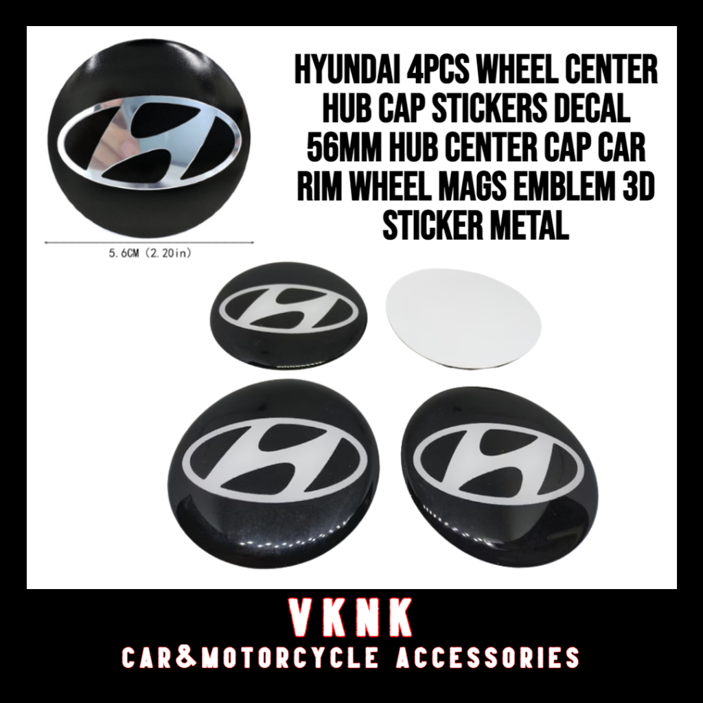 Hyundai Wheel Center Hub Cap Stickers Decal 56mm Hub Center Cap Emblem ...