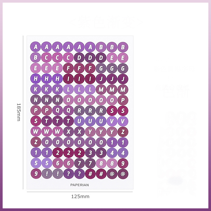 Color Alphanumeric Labels Circular Sticker 1Sheet Diary Scrapbooking ...