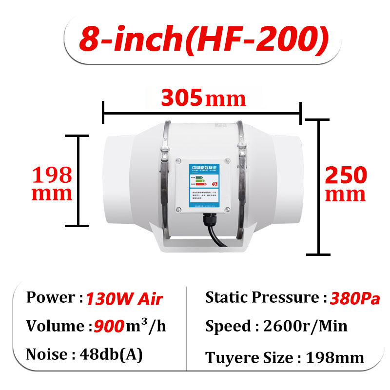HYDROPONIC INLINE EXHAUST FAN 75W Six-inch circular diagonal pressure ...