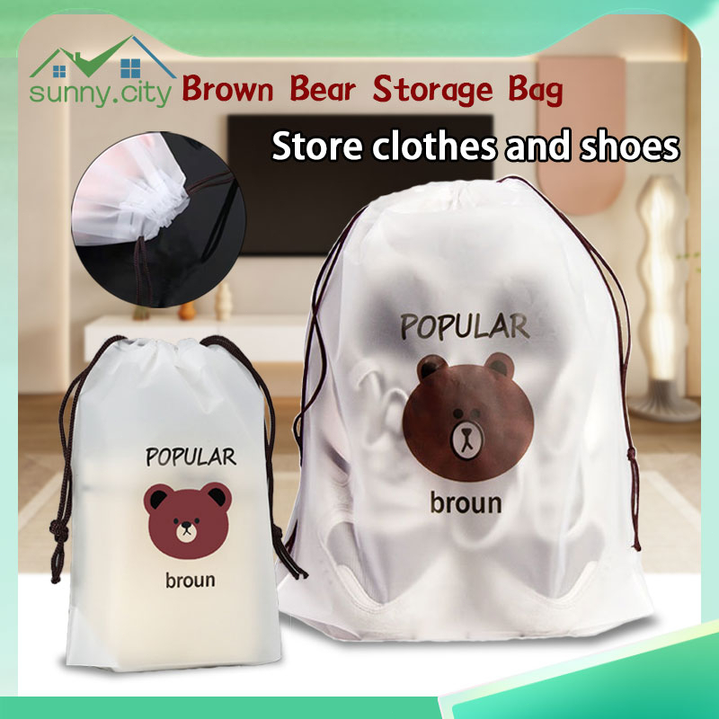 Cute Brown Bear Storage Bag Dust-Proof And Moisture-proof Clothes Shoe ...
