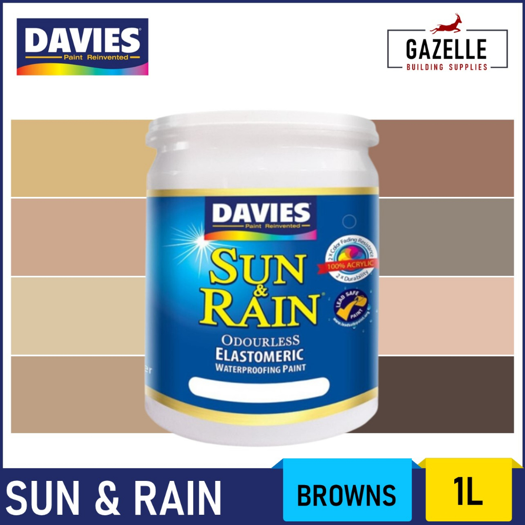 Davies Sun & Rain Acrylic Elastomeric Paint - Browns 1L | Shopee ...